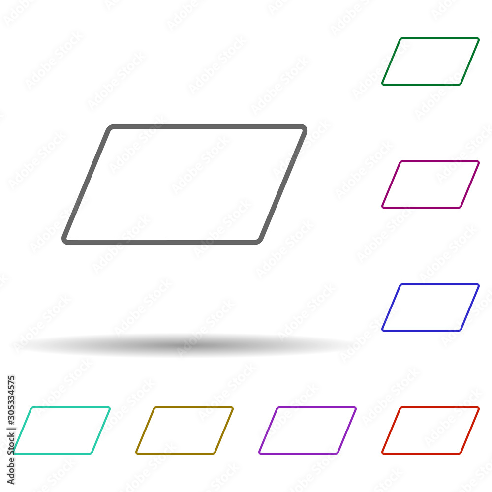 Parallelogram multi color icon. Simple thin line, outline vector of geometric figures icons for ...
