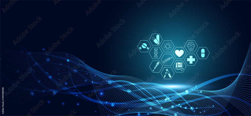 Abstract health medical science healthcare icon digital technology ...