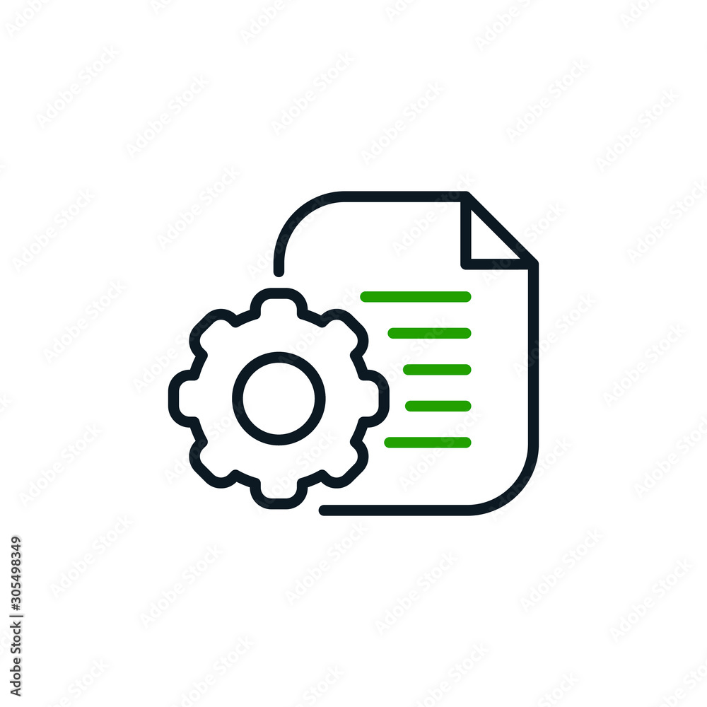 Manual document icon, big data processing technology concept, cogwheel ...