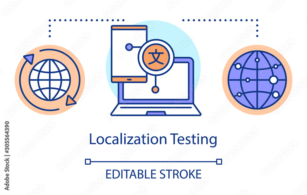 Localization testing concept icon. Checking language idea thin line ...