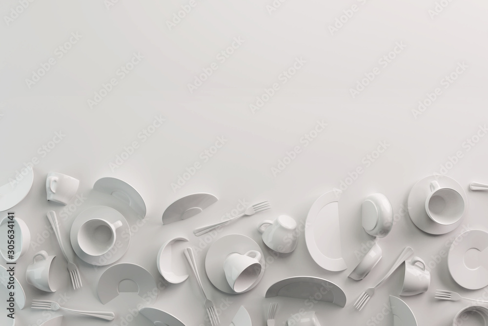 White Food background concept for design menu restaurant or cafe. Copy ...