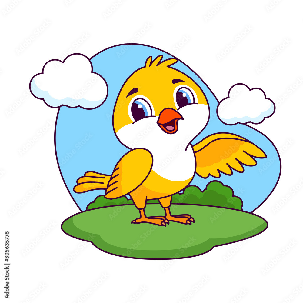 Cute yellow bird vector cartoon illustration Stock Vector | Adobe Stock