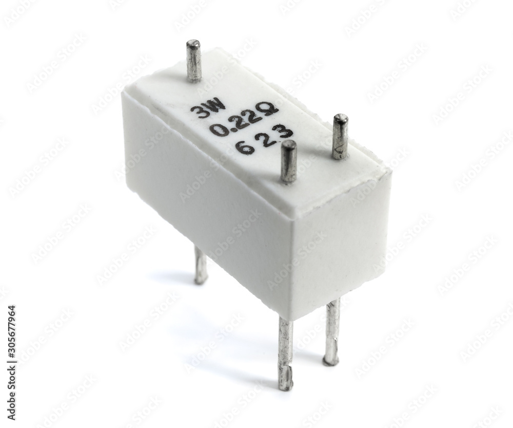Cement power resistor with three pins on white background Stock Photo ...