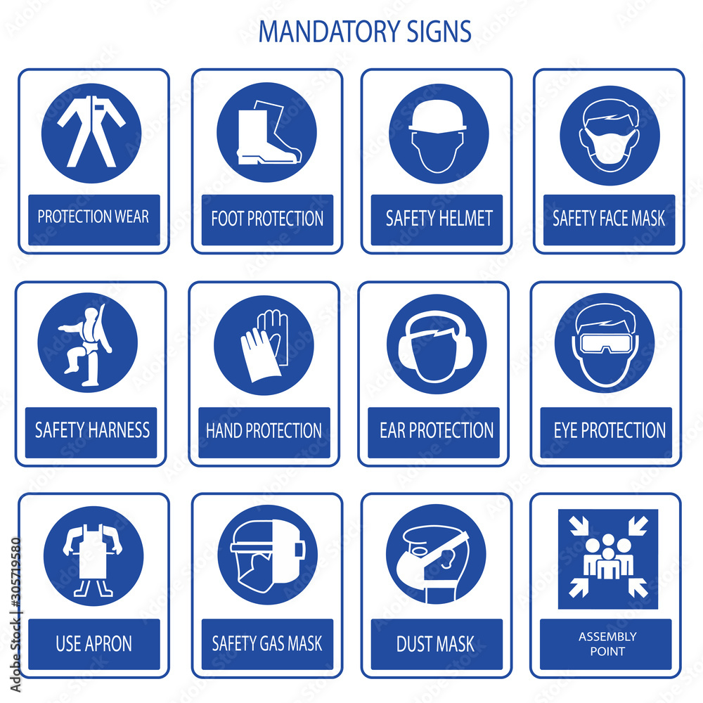 mandatory signs, construction health, safety sign used in industrial ...