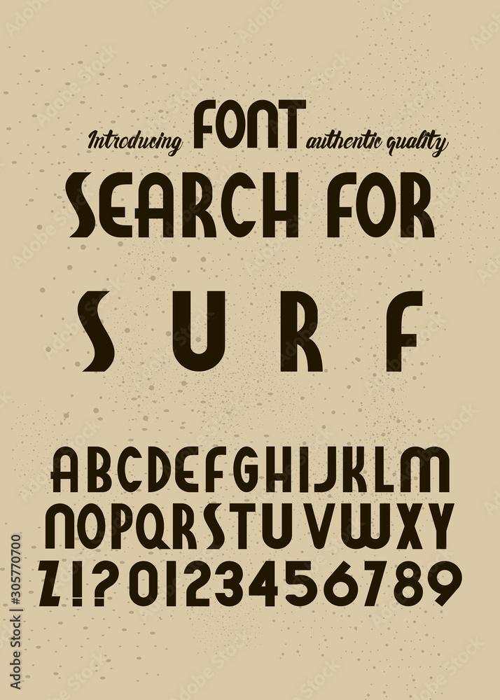 Стоковое векторное изображение «HandMade Typeface 'Surf Font'. Surfing ...