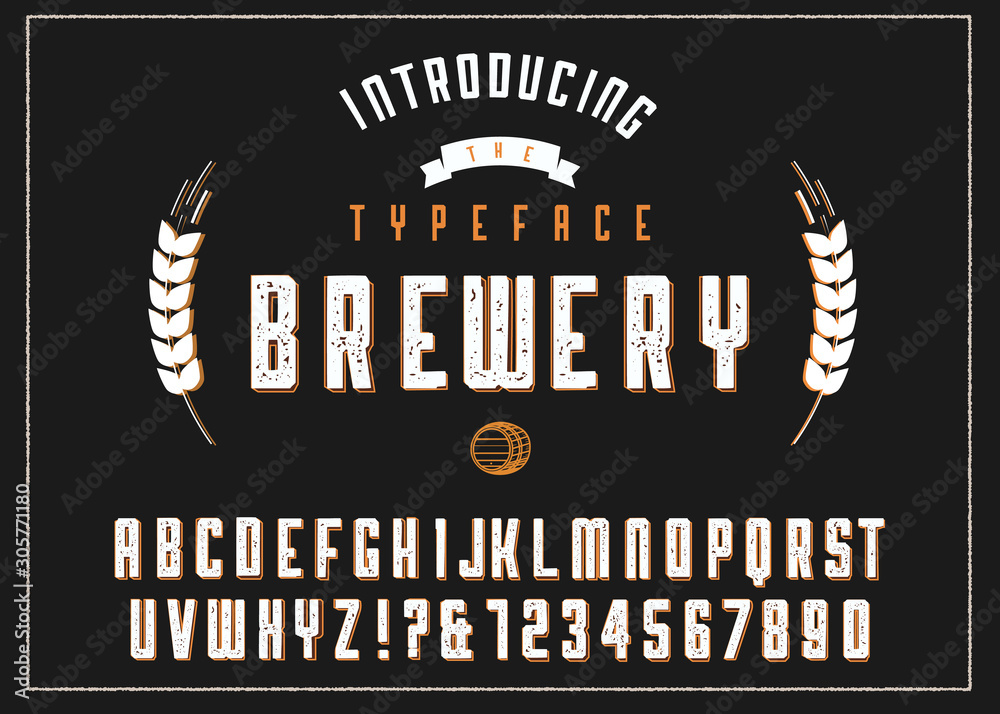 Brewery vintage alphabet font. Custom handwritten alphabet. Retro ...