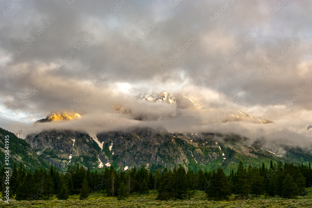 Snow peaks of the Grand Tetons. Jackson Hole, Wyoming Stock Photo ...