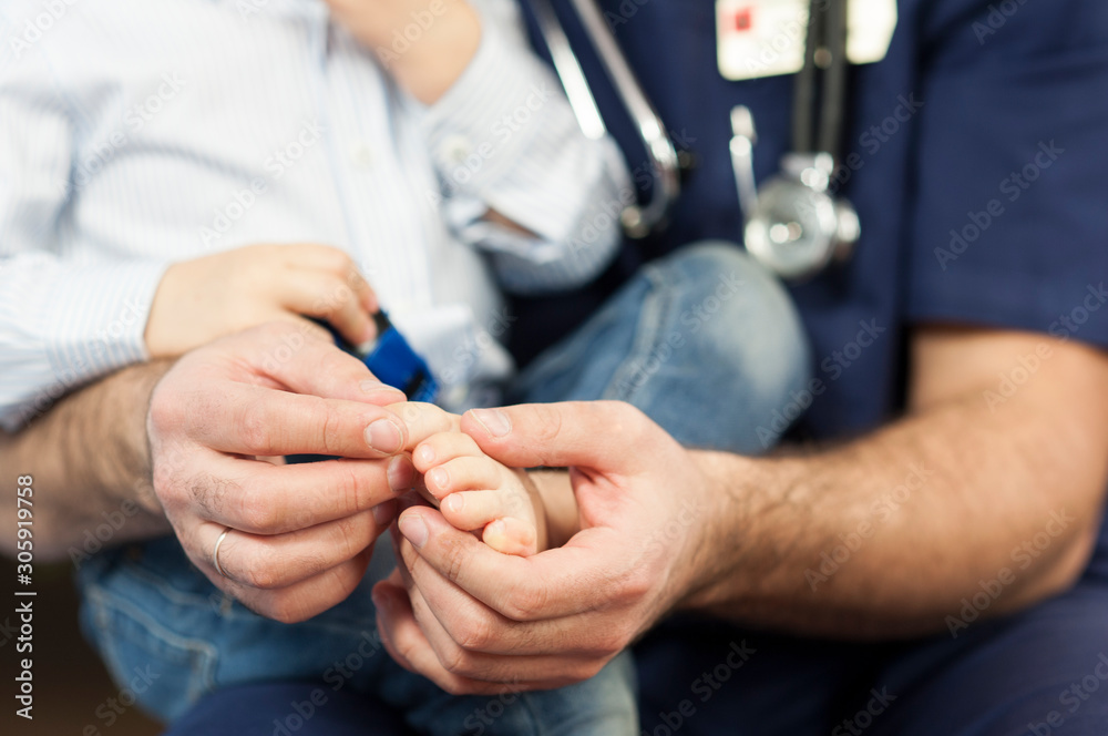 the pediatrician examines the child's feet, the dermatologist treats ...