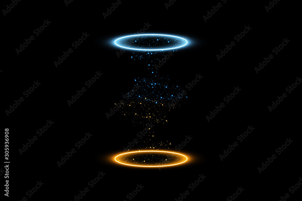 Magic fantasy portal. Futuristic teleport. Light effect. Blue and ...