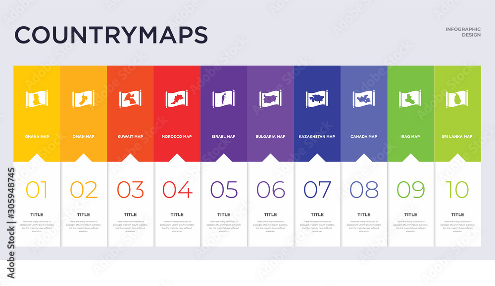 10 countrymaps concept set included sri lanka map, iraq map, canada map ...