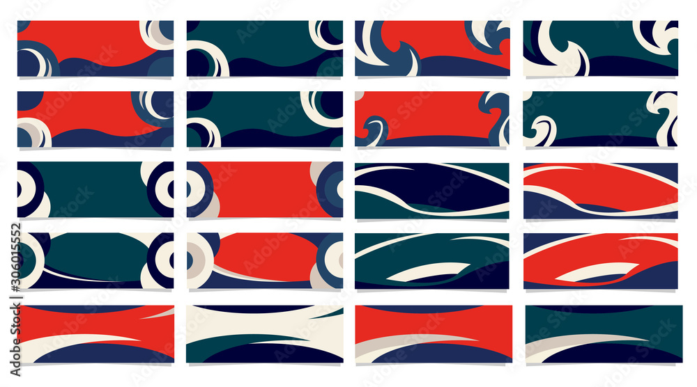 set collection of several blank banner design options with abstract ...