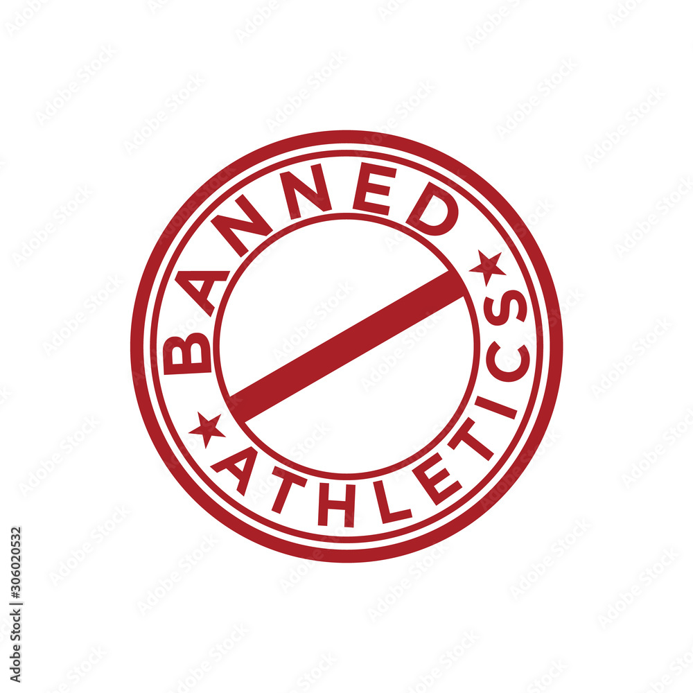 Banned / banned athletic emblem logo in red. Modern, Flat style logo ...
