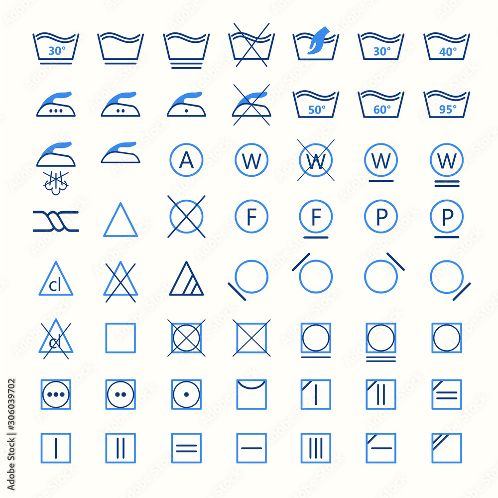 Icon set of laundry symbols, vector illustration Stock Vector | Adobe Stock