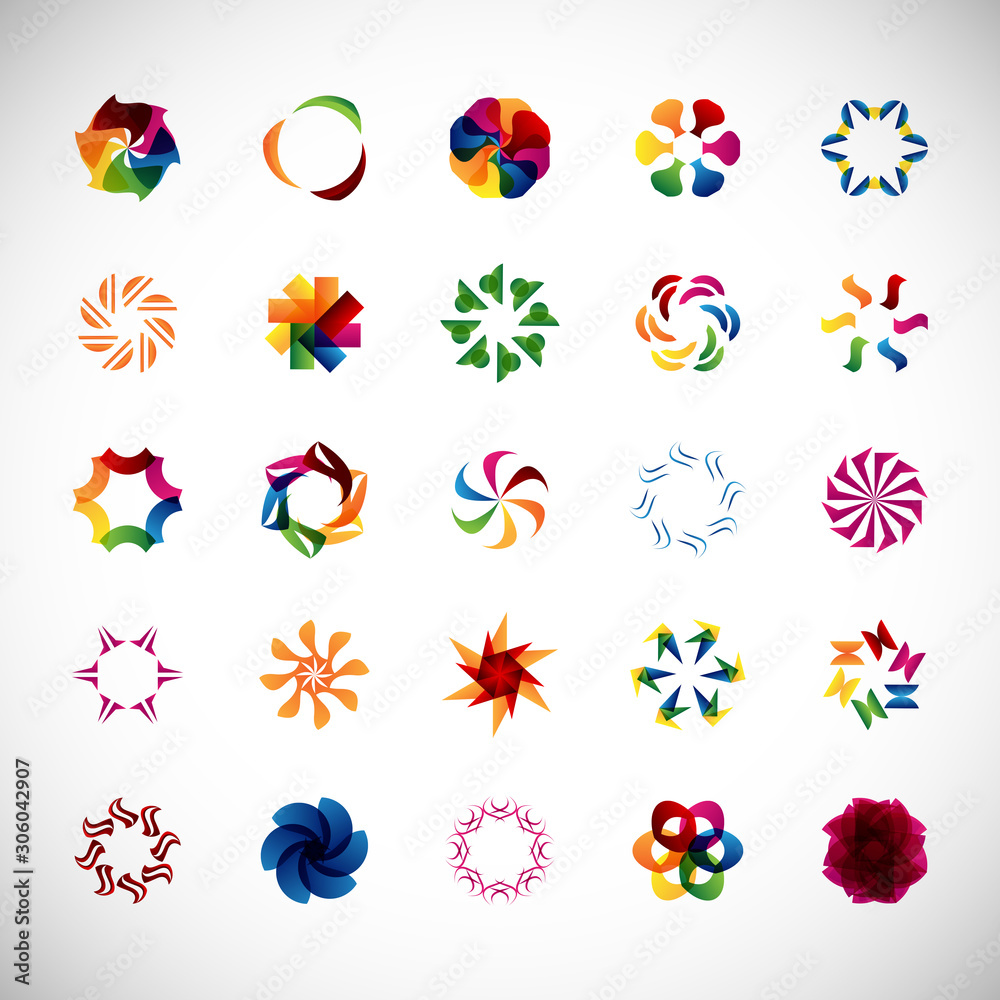 Abstract Circle Icon Set. Vector Isolated On Gray. Abstract Circle For ...