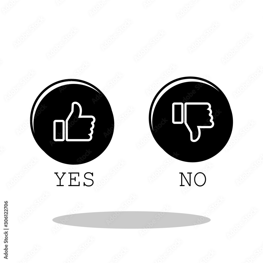 Thumbs up / Thumbs down icons in flat style. Yes / No symbol for your ...