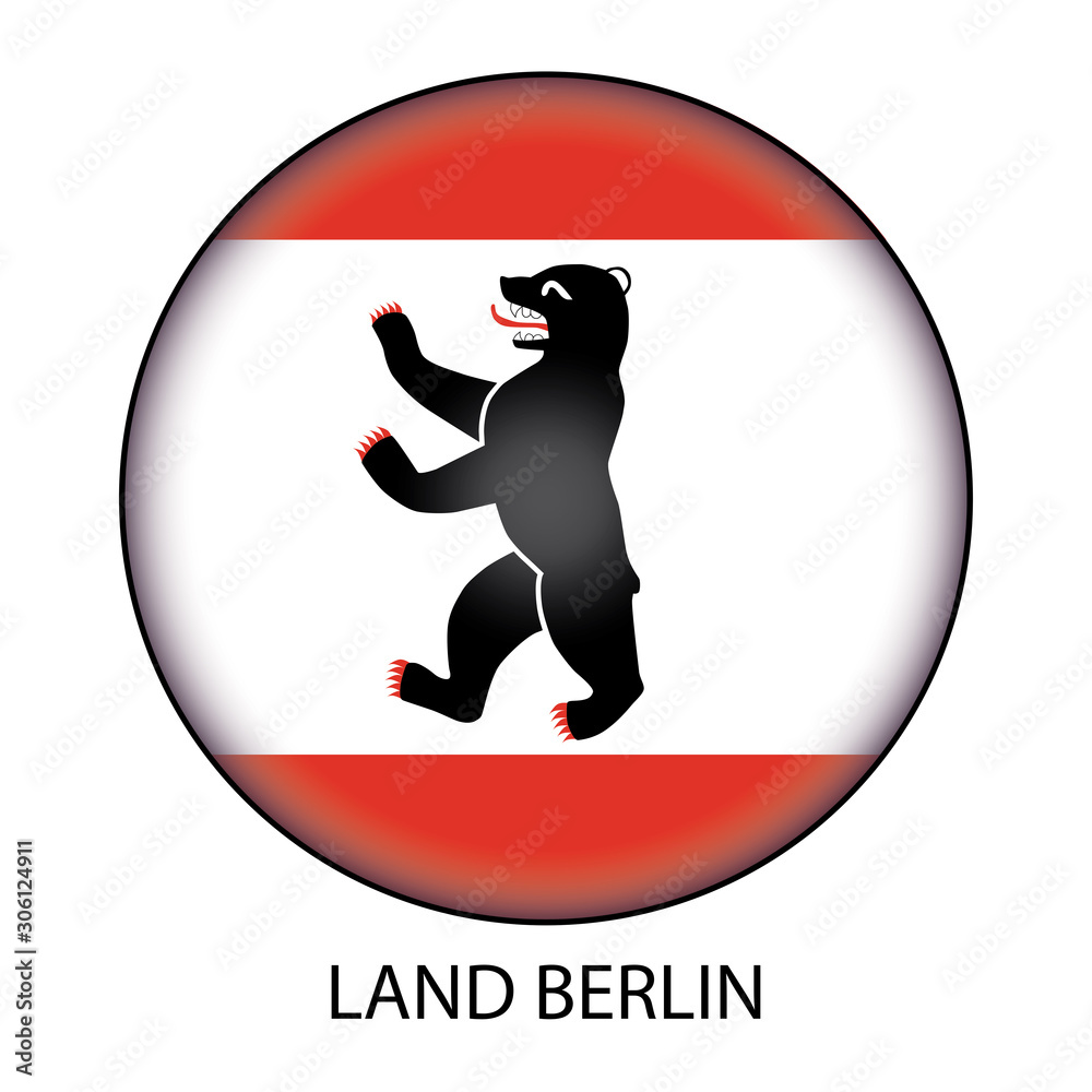 Vector round button of Berlin flag isolated on white background ...