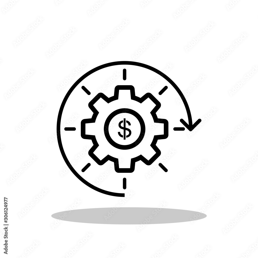 Costs optimization icon in flat style. Efficiency symbol for your web ...