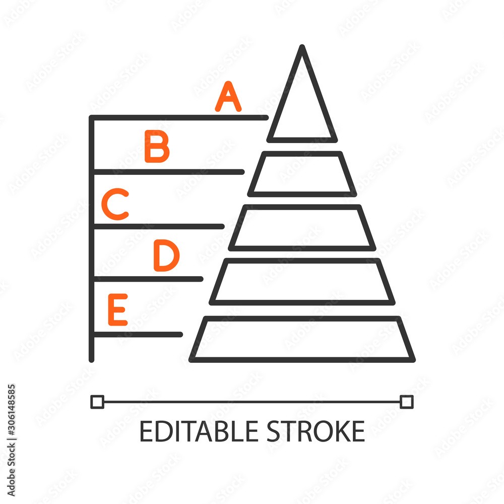 Pyramid graph linear icon. Info hierarchy chart. Data connection ...
