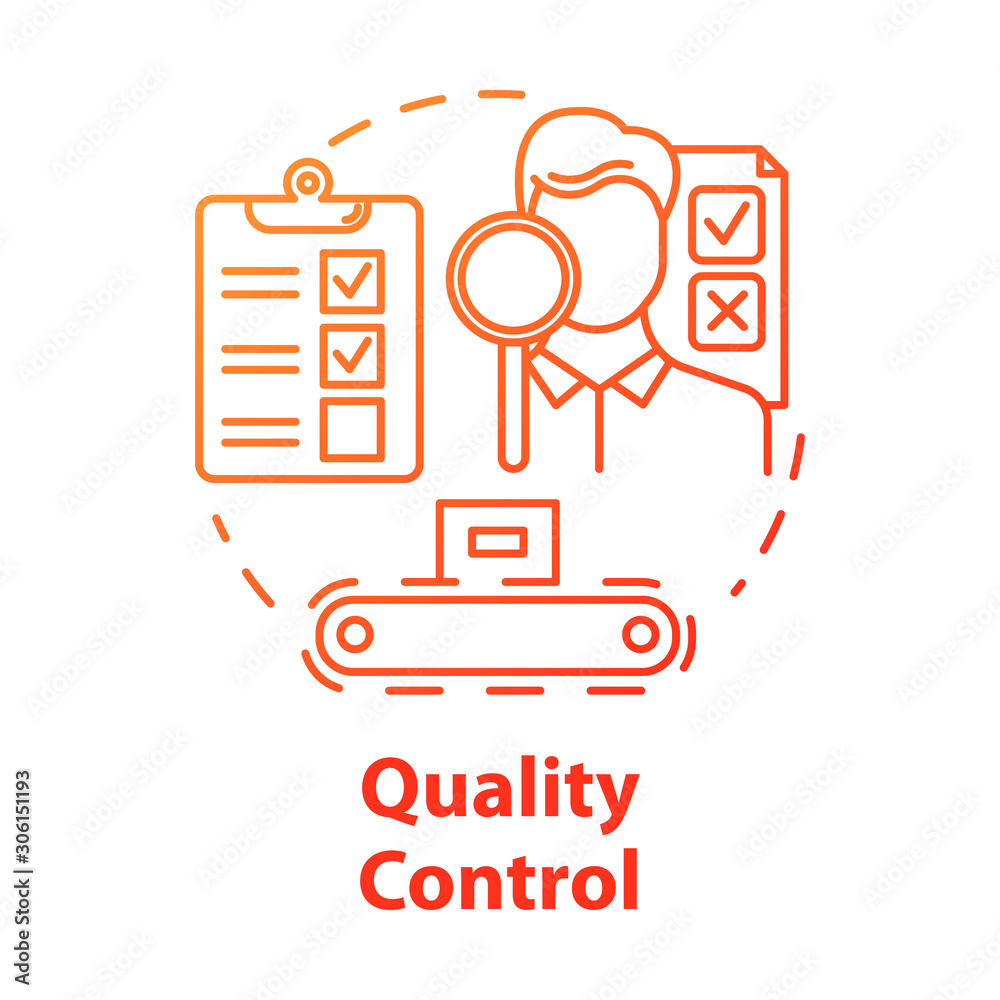 Vector de Stock Quality control concept icon. Characteristics ...
