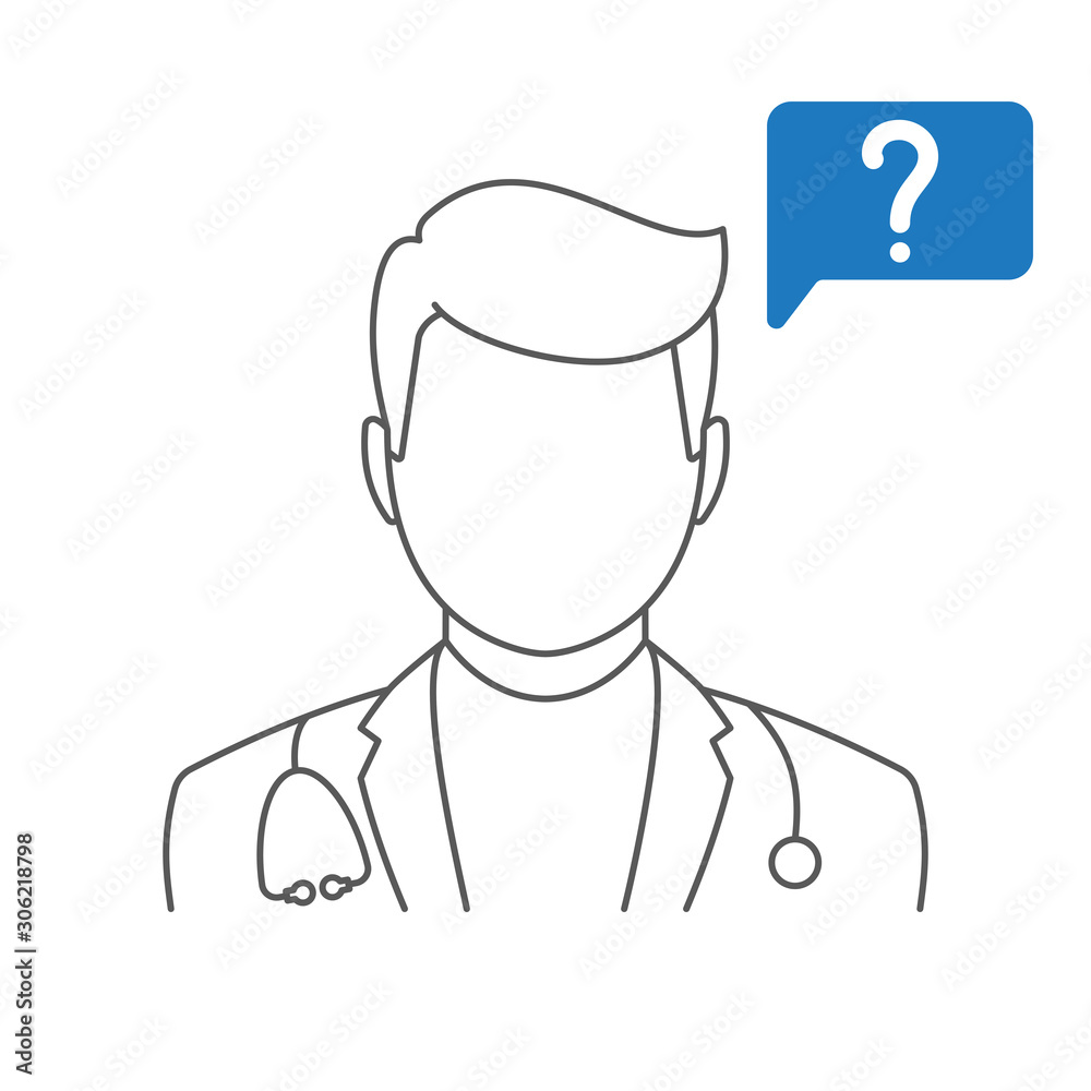 Online doctor consultation icon vector male person profile avatar with ...