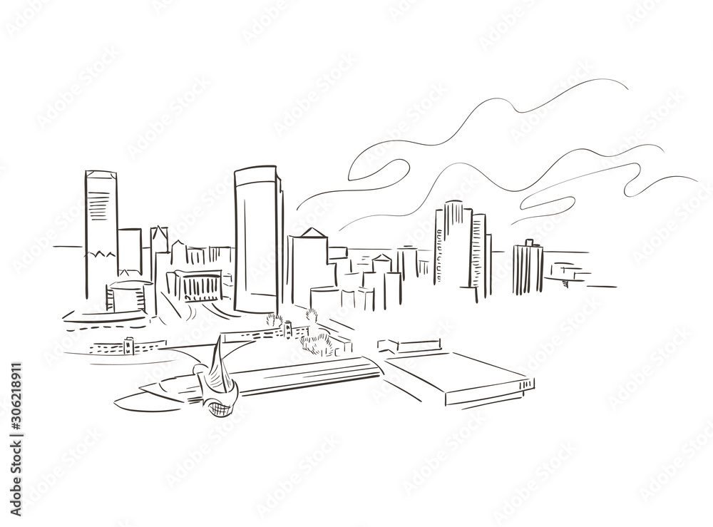 Milwaukee Wisconsin usa America vector sketch city illustration line ...