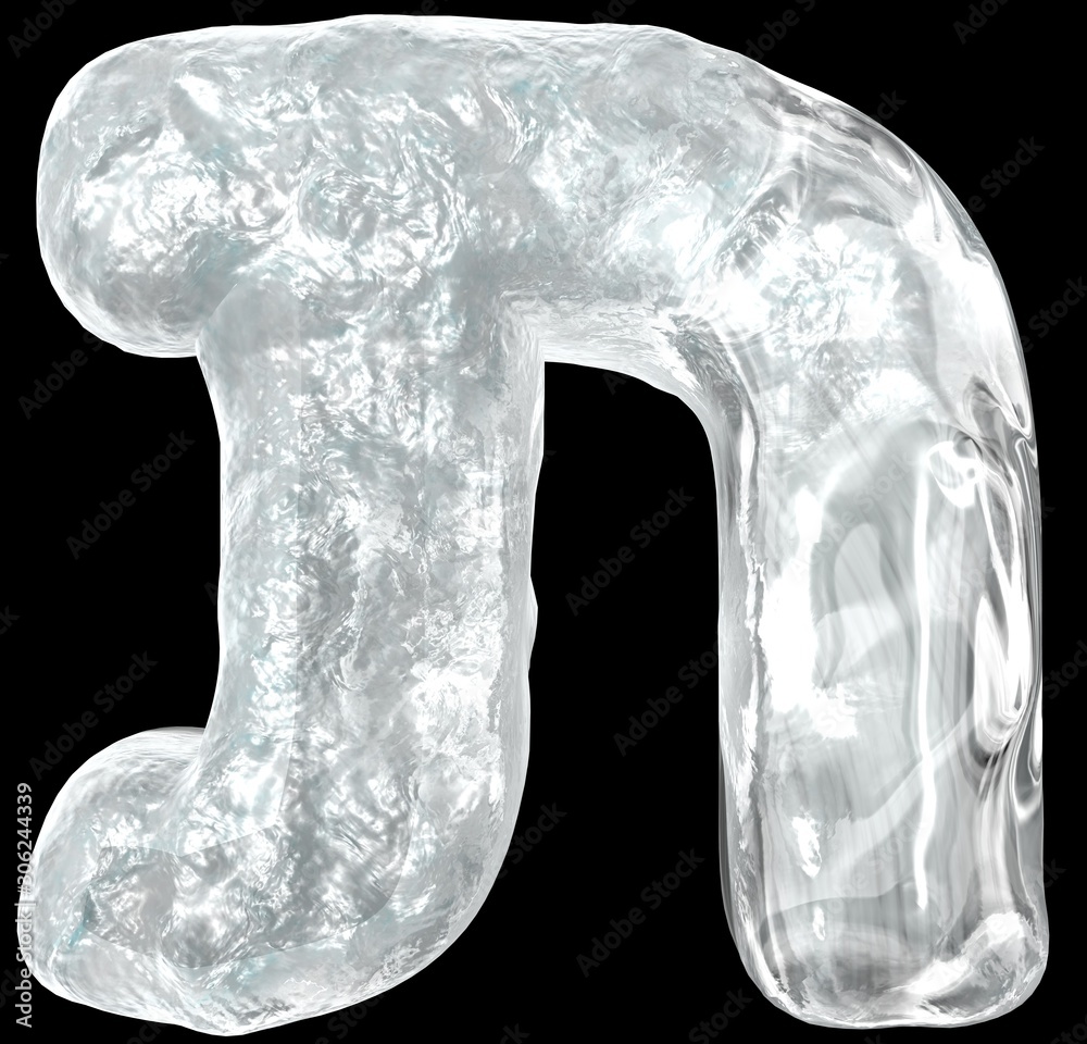 Ice Hebrew font. Ice letters 3d illustration. Frozen water in alphabet ...
