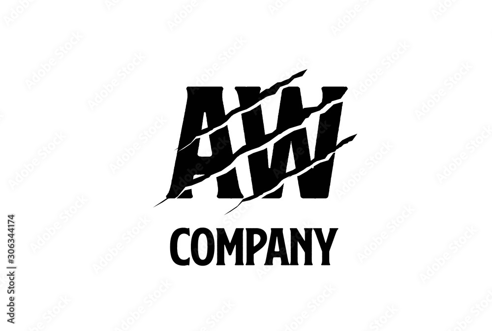 Black AW letter template logo design with scratch effect Stock Vector ...