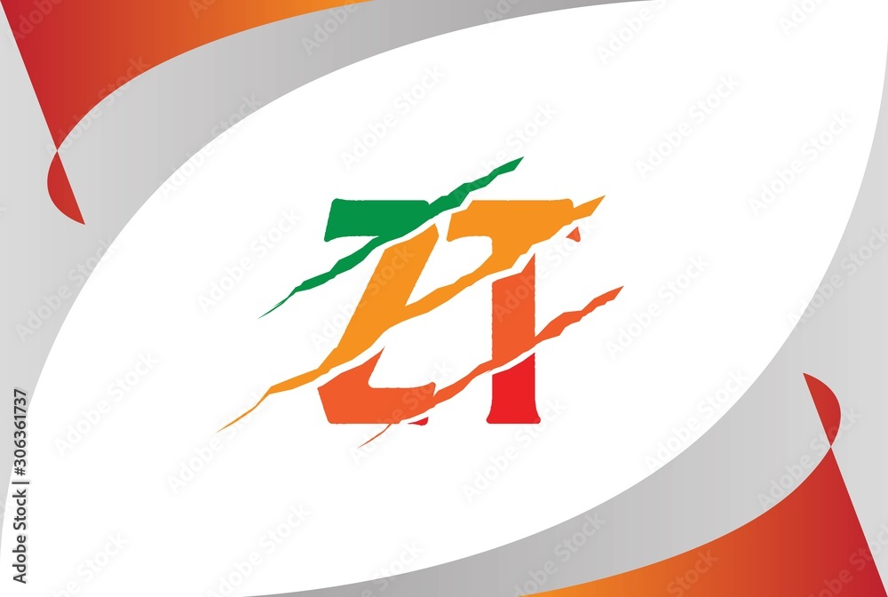 Summer red yellow green tone ZA letter template logo design with ...