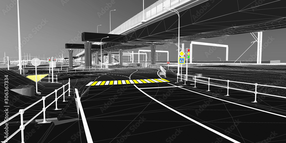 The BIM model of the object of transport infrastructure of wireframe ... The BIM model of the object of transport infrastructure of wireframe ...