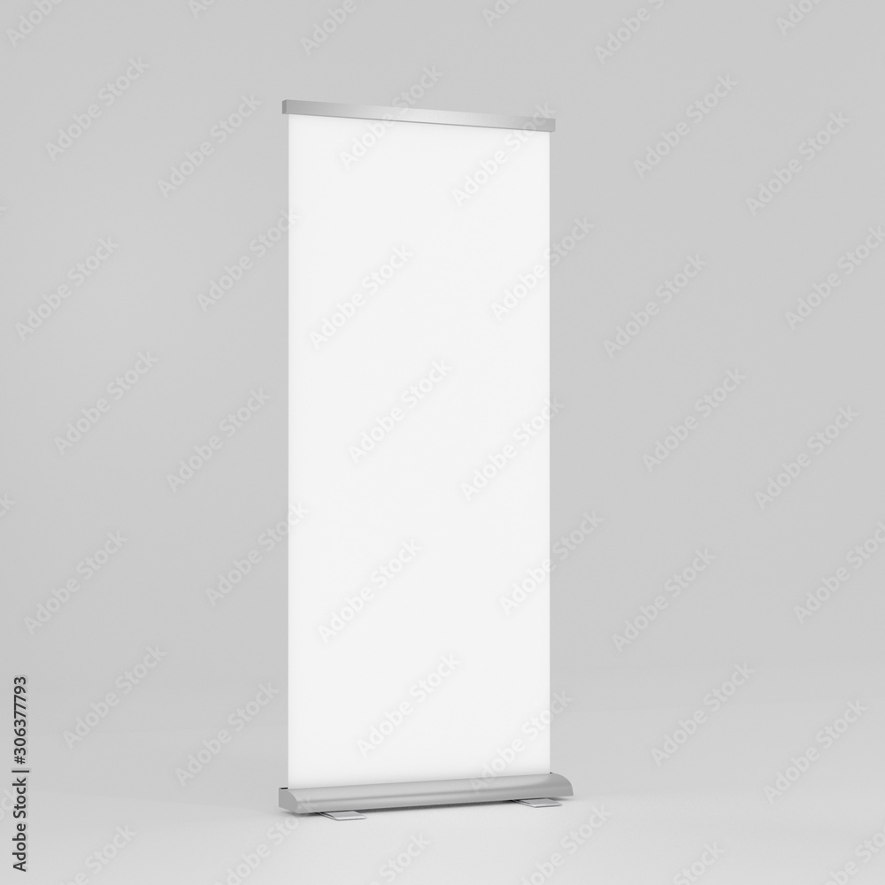 X-banner Roll up banner stand with clipping path. mock up vertical ...