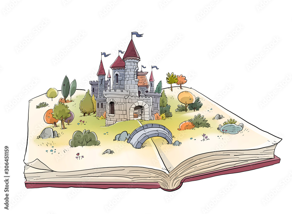 open book with medieval castle Stock Illustration | Adobe Stock