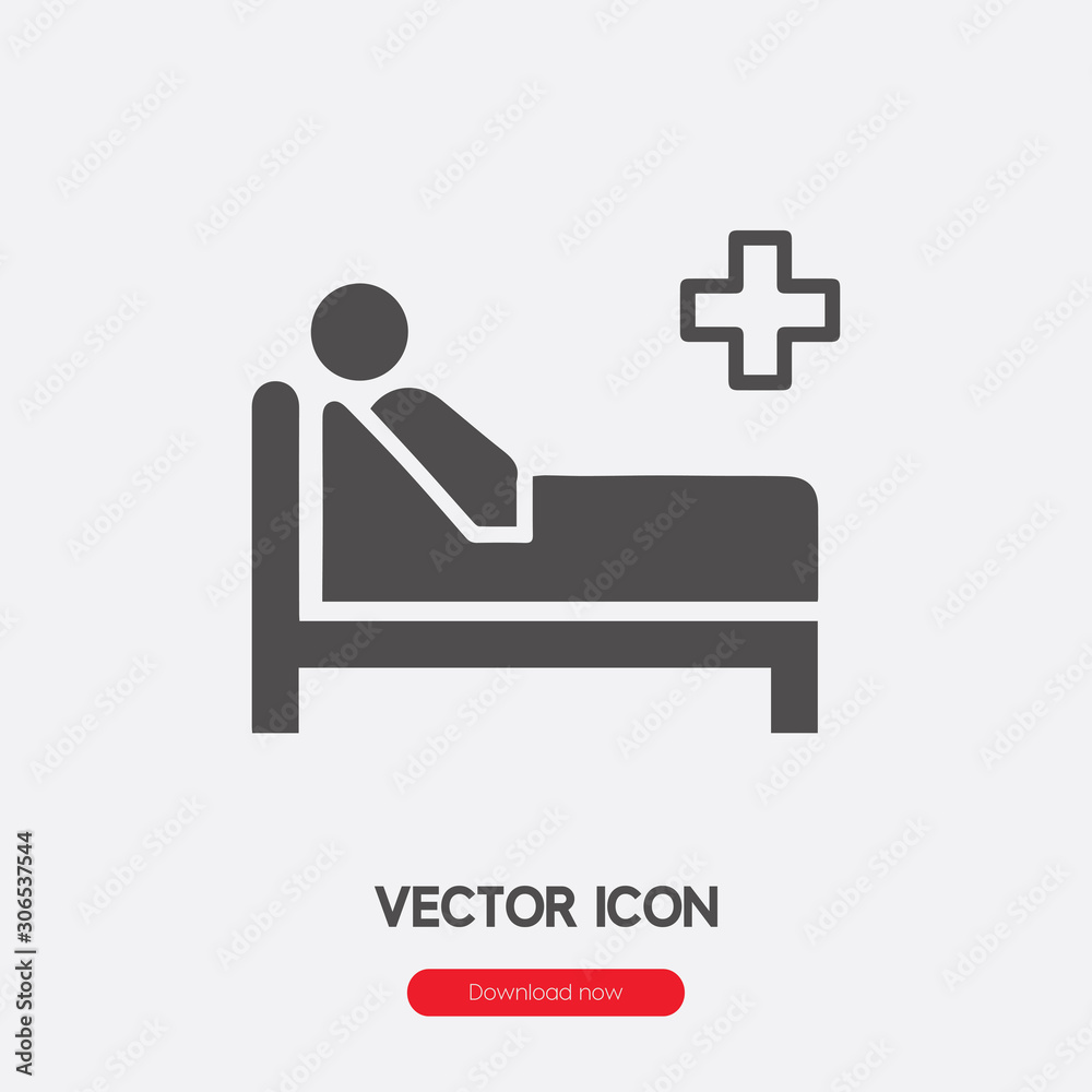 hospital bed icon vector. Linear style sign for mobile concept and web ...