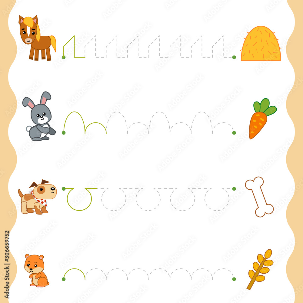 Trace the dotted lines from animals to food. Connect the dots ...