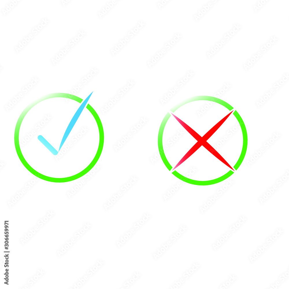 Vector de Stock approval tick and rejection cross check marks, query, x ...