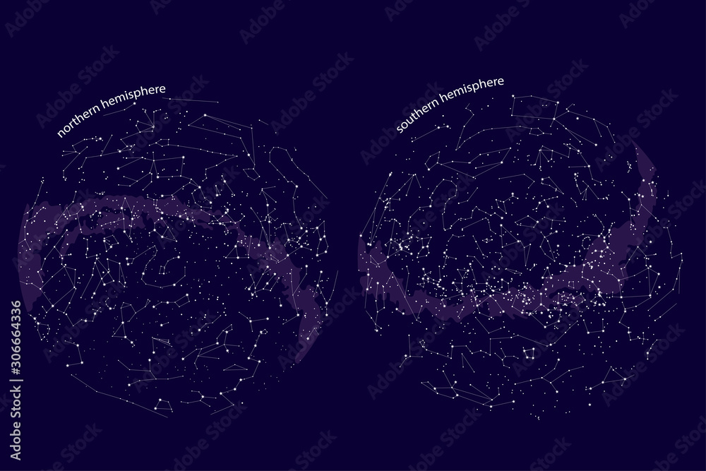 true constellations of the southern hemisphere and Northern hemisphere ...