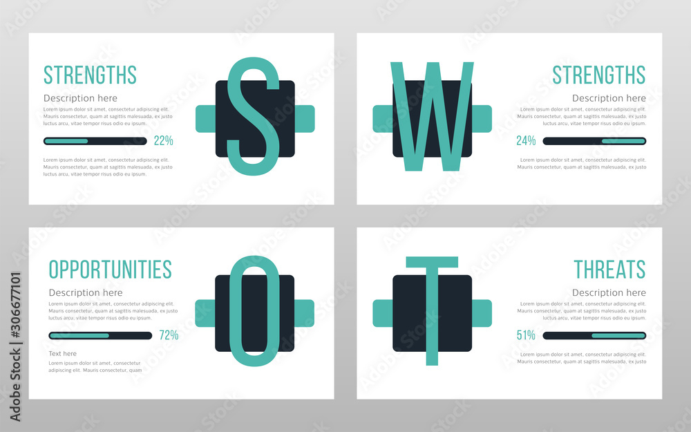 Green and black colored swot analyze business concept power point ...