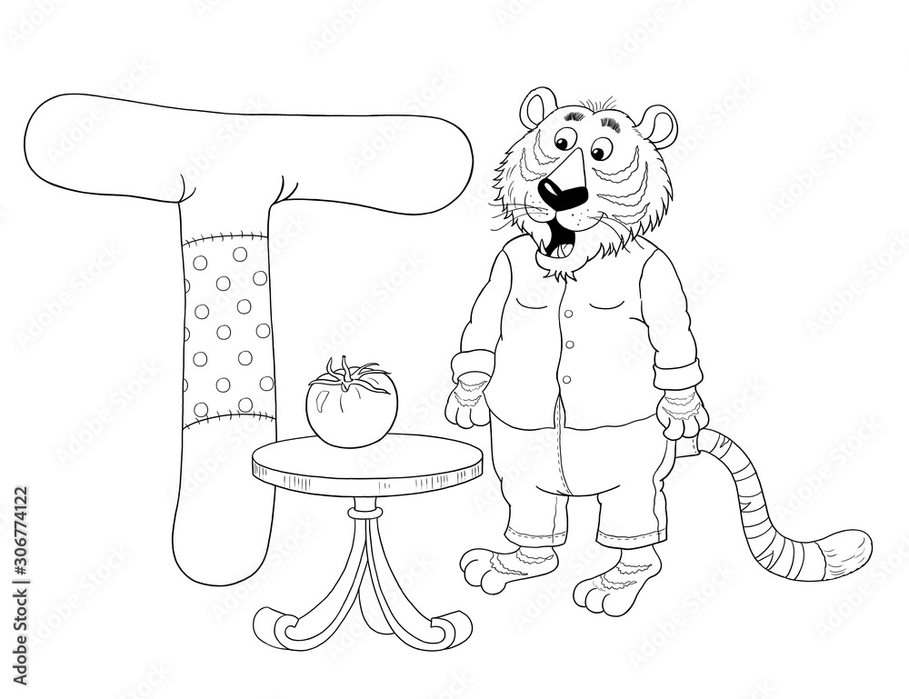English alphabet. ABC. Coloring page. Illustration for children. Cute ...