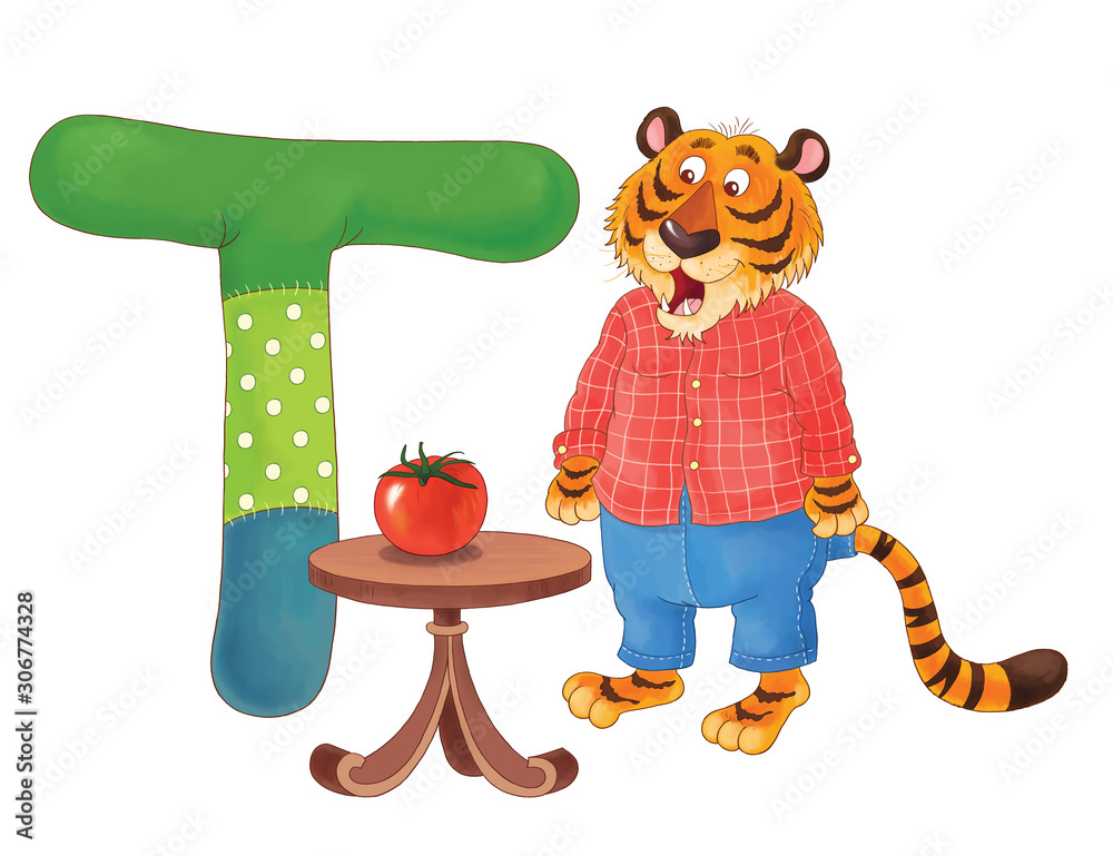 English alphabet. ABC. Coloring page. Illustration for children. Cute ...