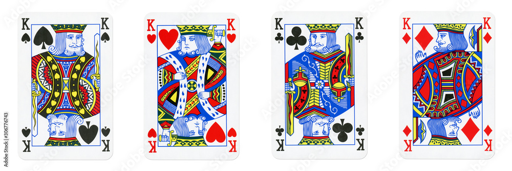 Four Kings Playing Cards - isolated on white Stock Photo | Adobe Stock