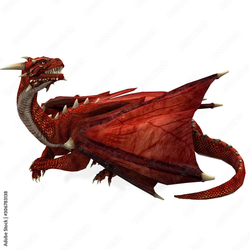 Red dragon sitting dragon fantasy animal Mythological creature Stock ...