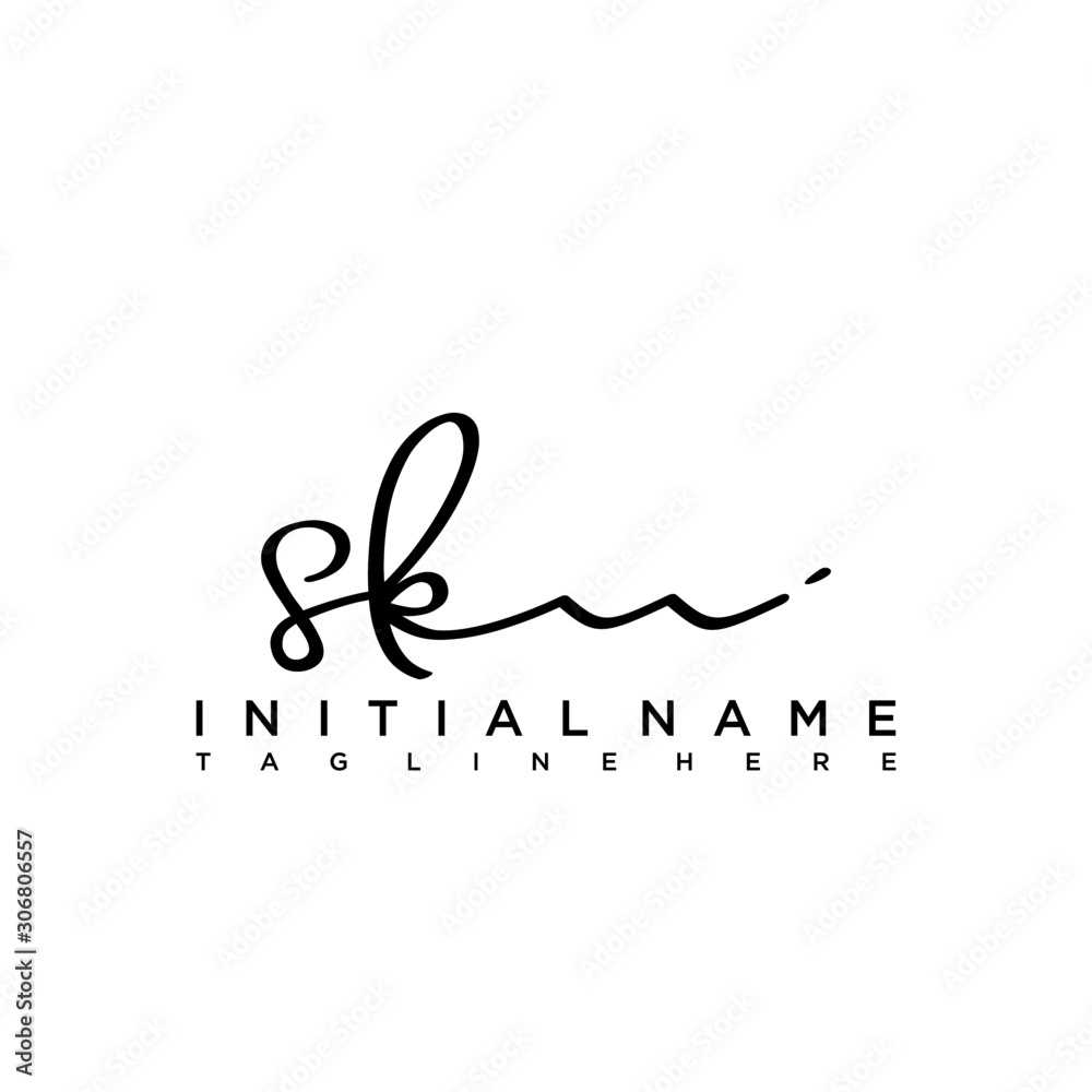 Initial letter SK Signature handwriting Logo Vector Stock Vector ...