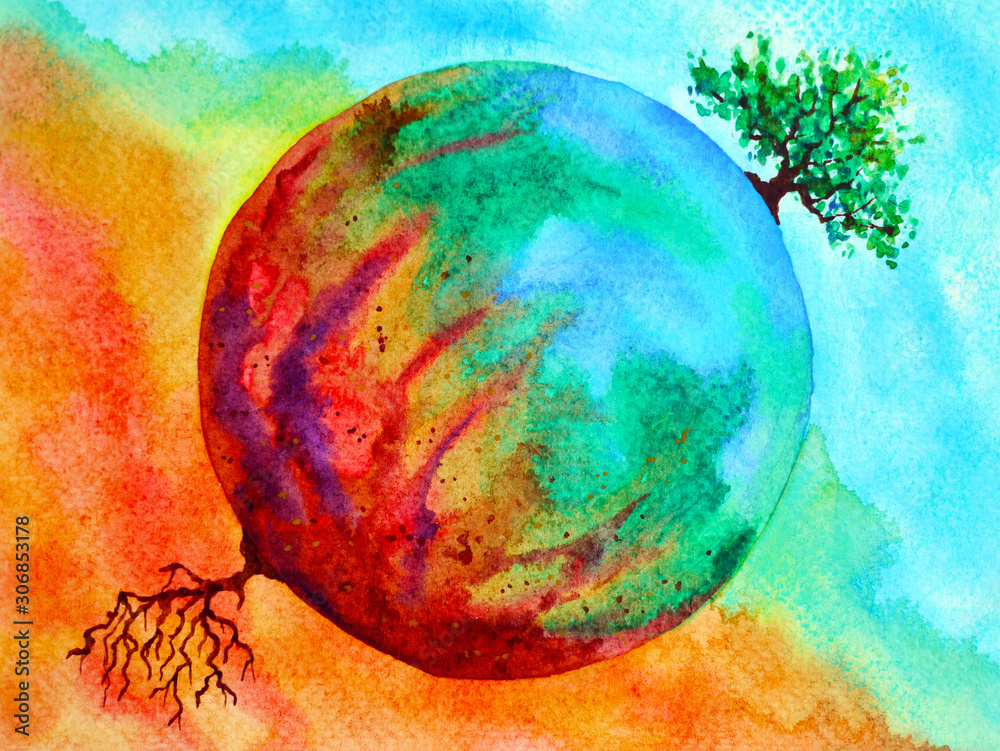 global warming climate change abstract art spiritual mind watercolor ...