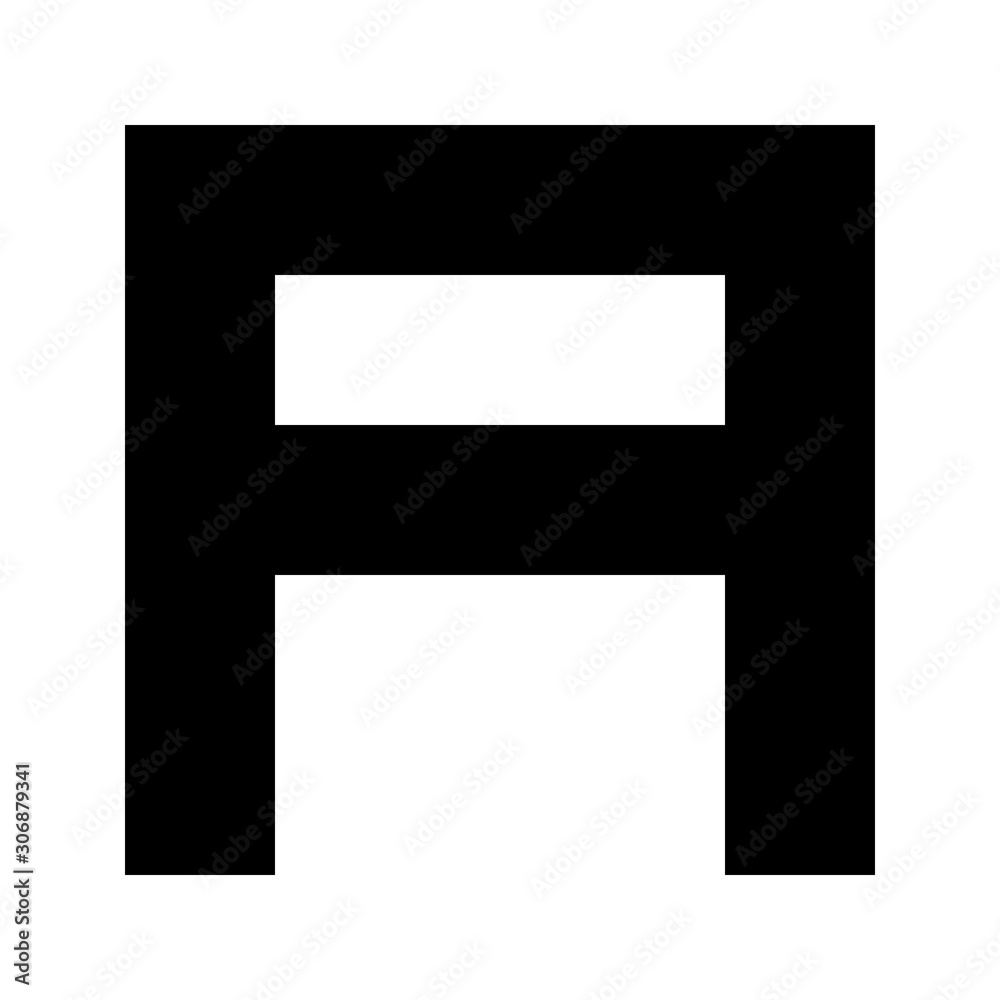 Letters and numbers - simple square font - black letter A - vector ...