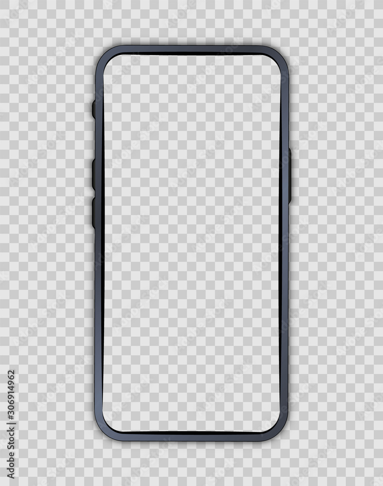 Smartphone blank screen. Phone mockup. Cellphone frame with blank ...