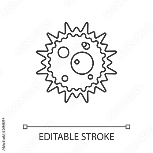 Virus infection linear icon. Influenza microbe. Microbiology. Science ...