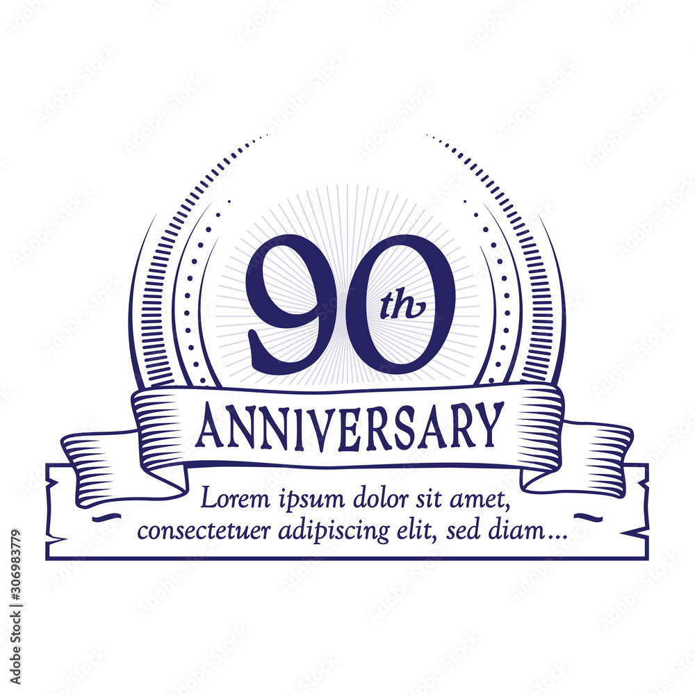 90 years anniversary design template. 90th logo. Vector and ...
