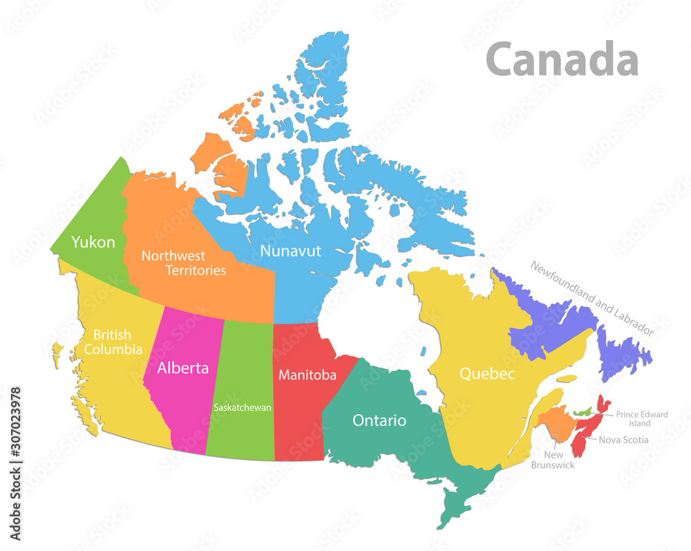 Canada map, administrative division, separate individual states with ...