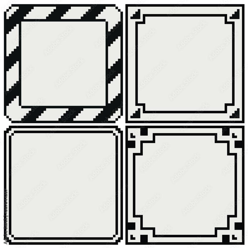 Frames pixel art style, element design for mobile app and web. Banner object for your concept ...