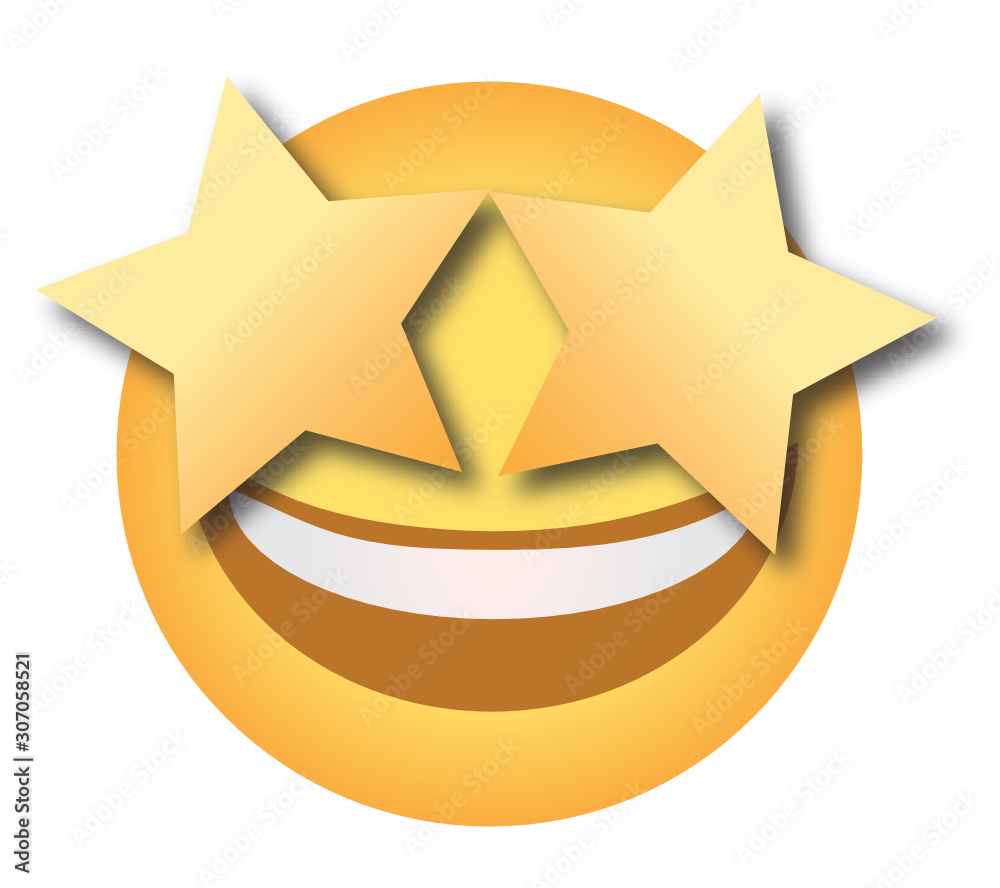 Star-Struck Emoji. Grinning Face With Star Eyes Because Of Amazement ...
