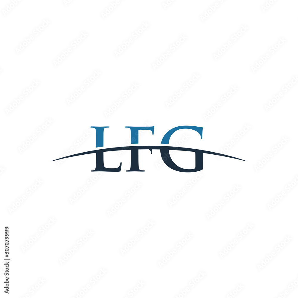 Initial letter LFG, overlapping movement swoosh horizon logo company ...